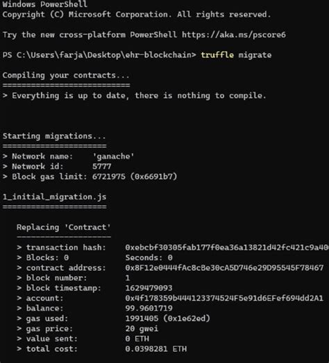 truffle migration and deployment and smart contract execution