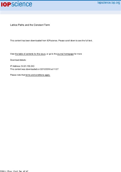 Pdf Lattice Paths And The Constant Term