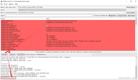 cmake配置qt的protobuf环境时出现error in configuration process project files