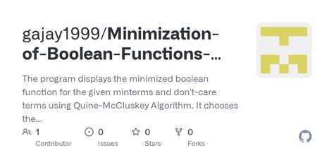 Github Gajay1999minimization Of Boolean Functions Using Quine