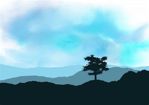 Free Vector Tree Landscape On Watercolour Texture