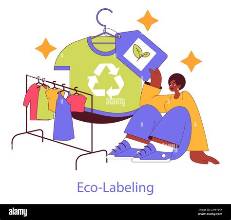 Sustainable Materials Concept Woman With Eco Label Highlights