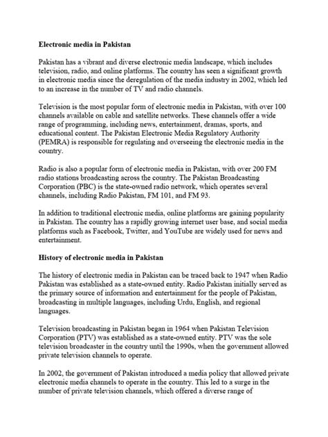 Electronic Media In Pakistan Pdf Media Communication Social Media