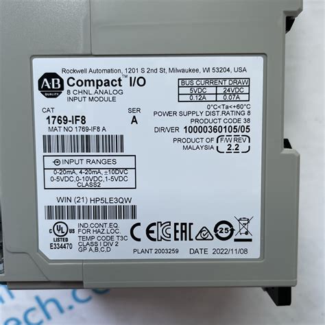 Allen Bradley 1769 If8 Analog Input Module Buy Allen Bradley Analog Input Module 1769 If8