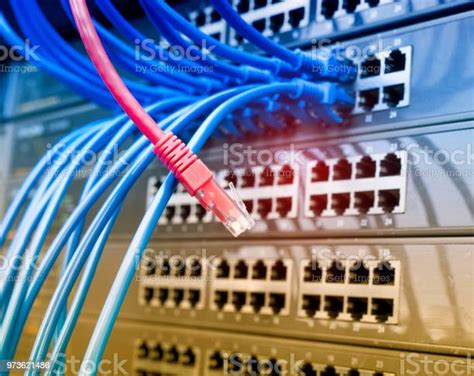 Information Technology Computer Network Telecommunication Ethernet Cables Connected To Switch