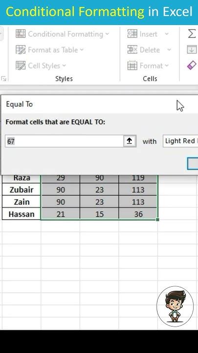 Equal Conditional Formatting In Excelexceltutorialexcelshortsexceltipsshorts Youtube