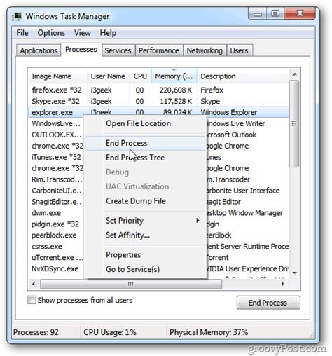 Windows Restart Windows Explorer When The User Interface Freezes