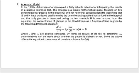Solved 7 Ackerman Model In The 1960s Ackerman Et Al