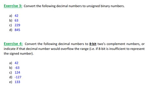 Solved Exercise Convert The Following Decimal Numbers To Chegg