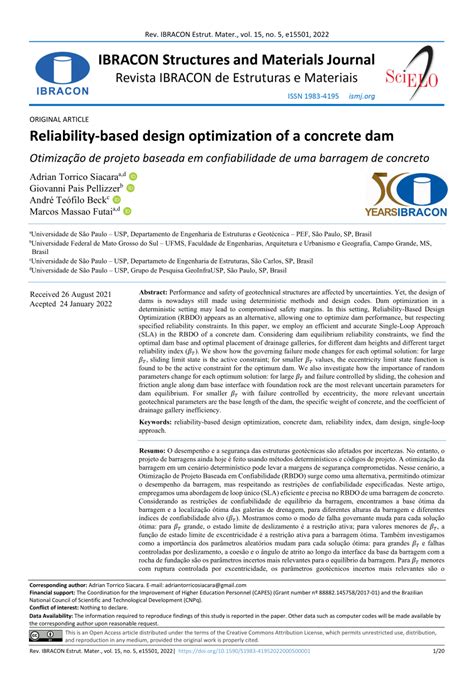 Pdf Reliability Based Design Optimization Of A Concrete Dam