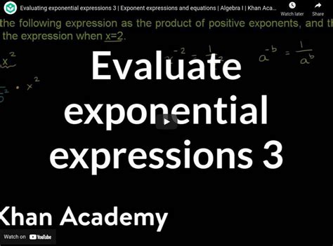Khan Academy Exponent Properties Evaluating Exponential Expressions 3