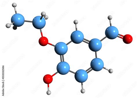 3d Image Of Ethylvanillin Skeletal Formula Molecular Chemical