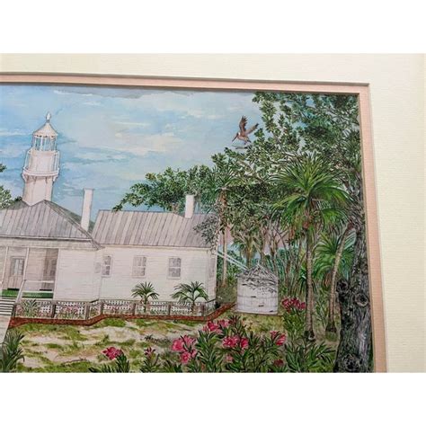 Barbara Mcjordan Cedar Key Lighthouse Original Watercolor Painting