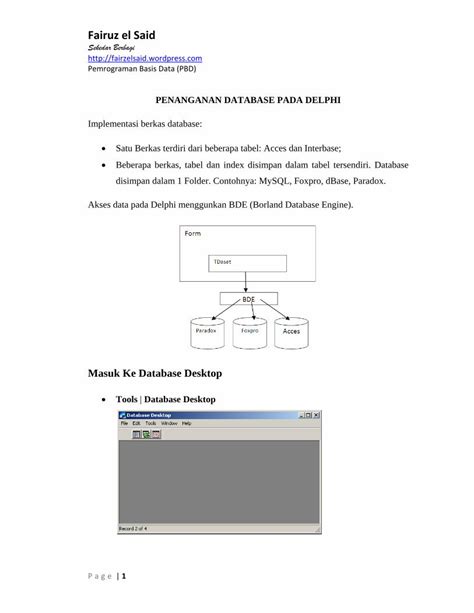Pdf Pemrograman Basis Data Pbd Penanganan Database Pada Delphipdf Dokumentips