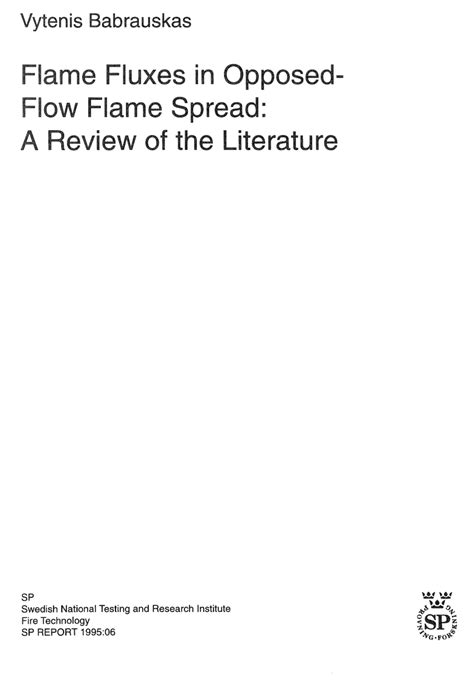 Pdf Flame Fluxes In Opposed Flow Flame Spread A Review Of The Literature