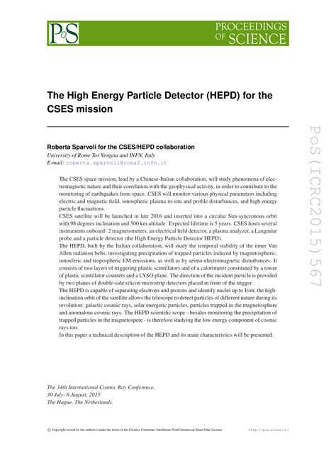 Pdf The High Energy Particle Detector On Board The Cses China Seismo Electromagnetic Satellite