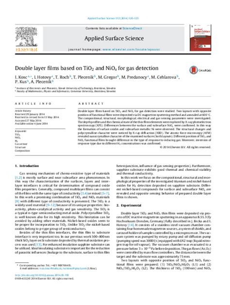 double layer films based on tio2 and nio for gas detection