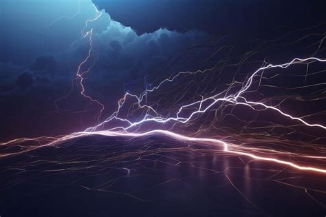 Computer Graphics Of Lines With Lightning High Quality Illustration Lightning Strike Over