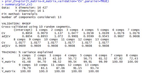 Cross Validation Partial Least Squares Regression Component Selection