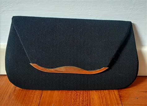 Vintage 60s Black Opera Bag Italian Gold Brass Evening Clutch Etsy
