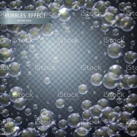 투명 한 체크 무늬 배경에 고립 된 거품을 물 벡터 현실적인 효과 템플릿입니다 무지개 빛깔의 비누 거품입니다 3차원 형태에 대한 스톡 벡터 아트 및 기타 이미지 Istock