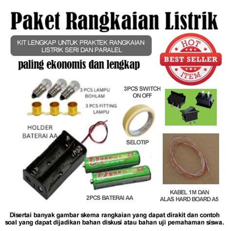 Jual Paket Lengkap Kit Lampu Listrik Seri Paralel Alat Peraga Siswa Belajar Praktek 12 Skema