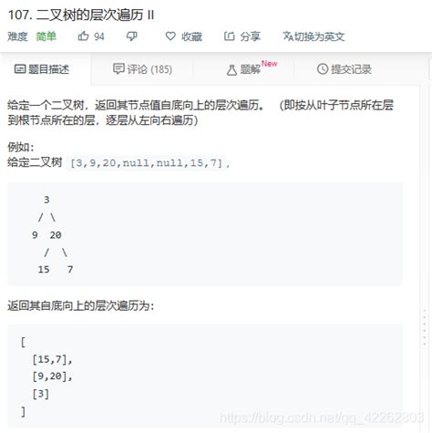 Leetcode 107：二叉树的层次遍历 Ii（java）java Ispresentnode Root Int Val Csdn博客