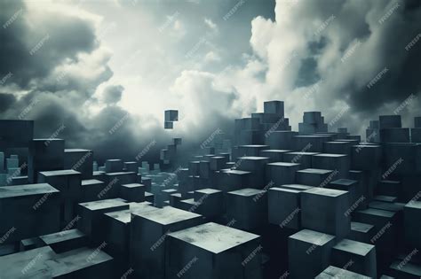 Premium Ai Image A Digital Illustration Of Cubes And Cubes In The Clouds