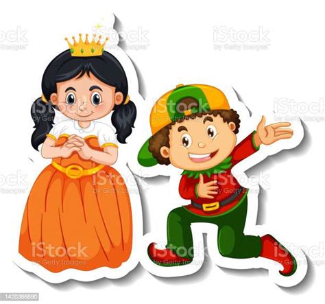고립 된 몇 명의 어린이 만화 캐릭터가있는 스티커 템플릿 감정에 대한 스톡 벡터 아트 및 기타 이미지 감정 공주 귀여운 Istock