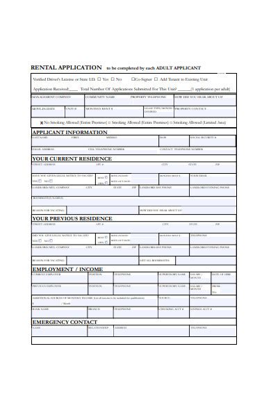 Free 32 Rental Application Forms In Pdf Ms Word Xls