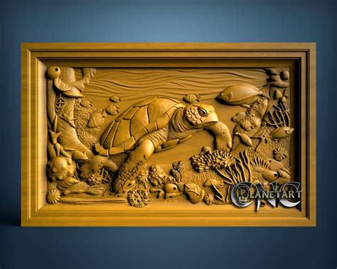 Sea Turtle In Ocean 3d Stl Model 11418 Cnc Planet Art