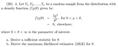 solved 20 4 let yı y2 yn be a random sample from