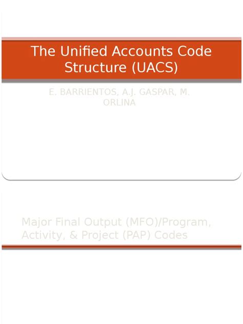 The Unified Accounts Code Structure Pdf Expense Budget