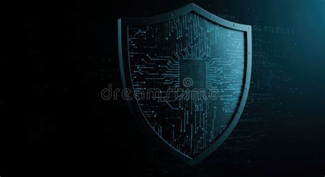 Digital Shield With Circuit Board Design Symbolizing Data Protection And Cyber Security Stock