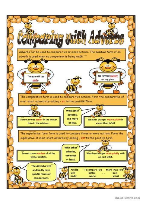 Comparative And Superlative Form Of Adverbs English Esl Worksheets