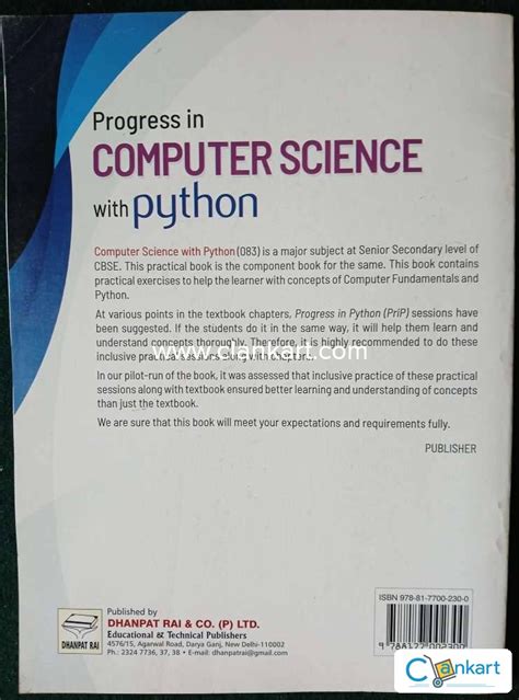 Buy Progress In Computer Science With Python Sumita Arora Class 11th