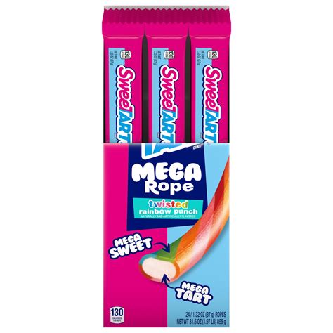 Sweetarts Mega Filled Ropes Bcf26 Candy Twisted Rainbow Punch Sweet
