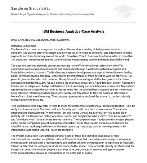 IBM Business Analytics Case Analysis Essay Example GraduateWay