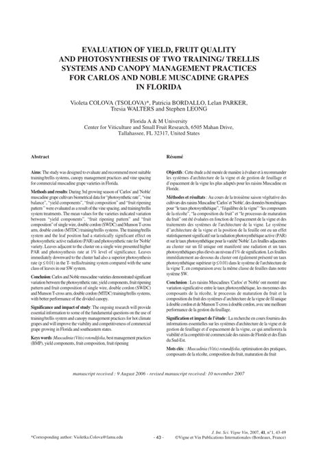 (PDF) Evaluation of yield, fruit quality and photosynthesis of two ...