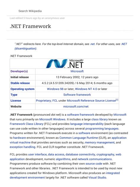 Framework Wikipedia The Free Encyclopedia Pdf C Sharp