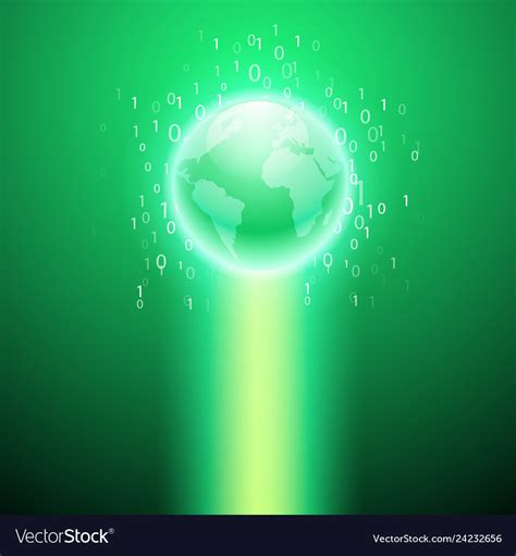 stream of binary code to the globe green vector image
