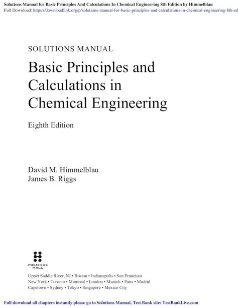 PDF Solutions Manual For Basic Principles And Calculations In SOLUTIONS MANUAL Basic