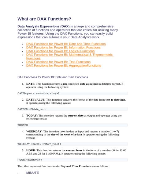 What Are Dax Functions Pdf Function Mathematics Elementary Mathematics