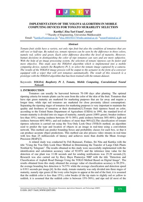 pdf implementation of the yolov4 algorithm in mobile computing
