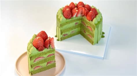 달콤 쌉싸름한 말차 딸기케이크🍵🍓🍰 딸기케이크 4탄 Youtube