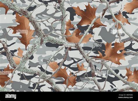 Camouflage Seamless Pattern Forest Real Oak Tree Camouflage Design Hunting Camouflage Army