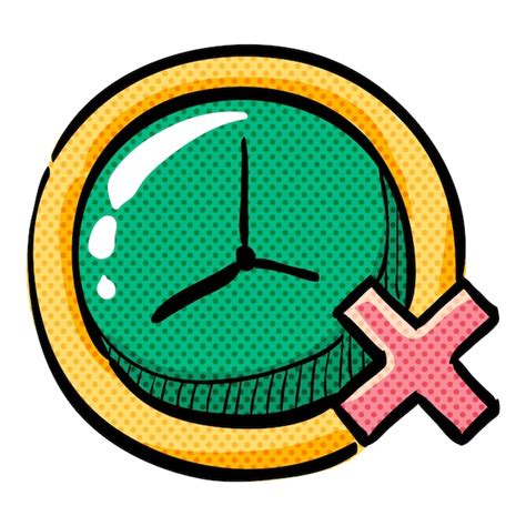 Premium Vector Clock With Cross Sign Halftone Icon Hand Drawn Color Vector Illustration