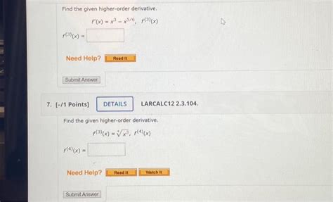 Solved Find The Given Higher Order Derivative