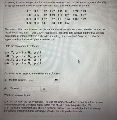 Solved Points A Random Sample Of Soil Specimens Was Chegg