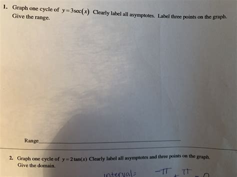 Solved 1 Graph One Cycle Of Y3secx Clearly Label All